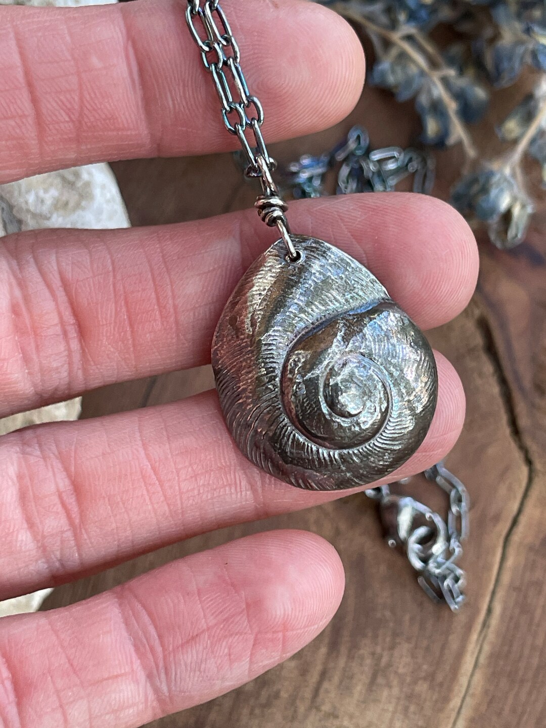 Large Snail Shell Pendant sterling Silver - Etsy