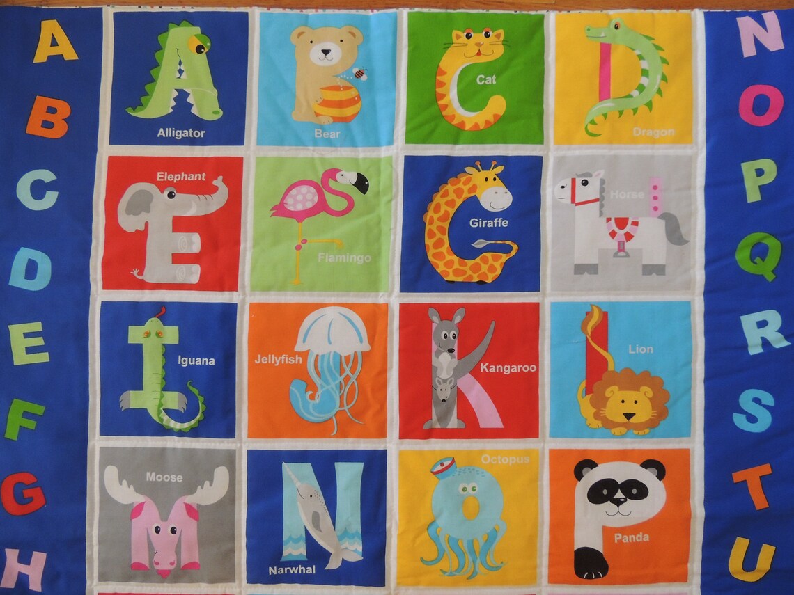 Alphabet Animal Panel Quilted Wall Hanging / Play Mat / Baby | Etsy
