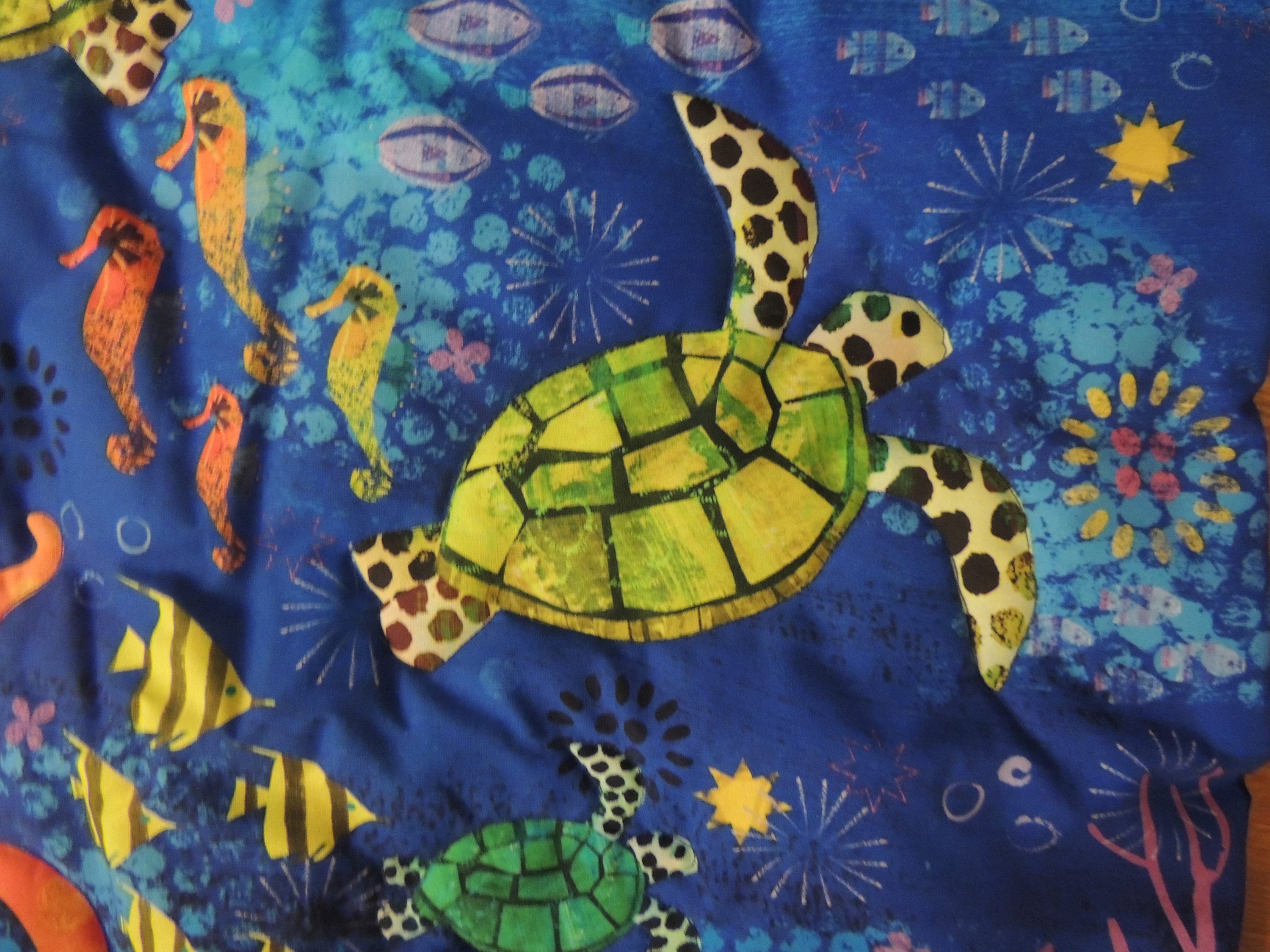 Ocean Animal Children's Panel Quilted Wall Hanging / Tummy Time Play ...