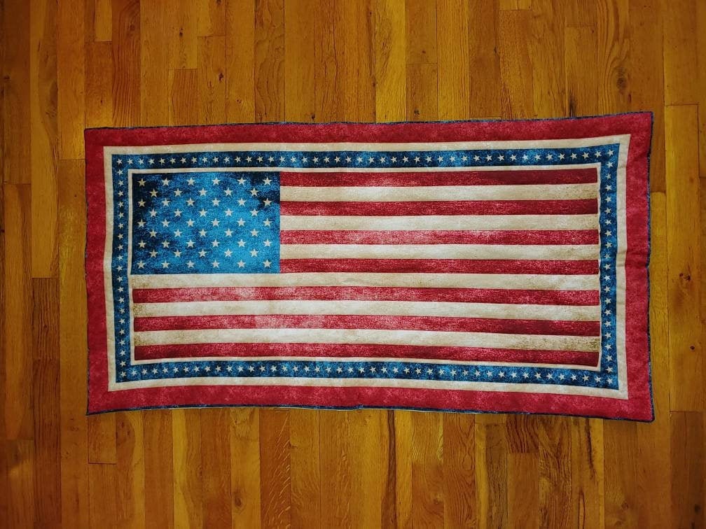 American Flag Quilted Table Runner USA Flag Table Decor - Etsy