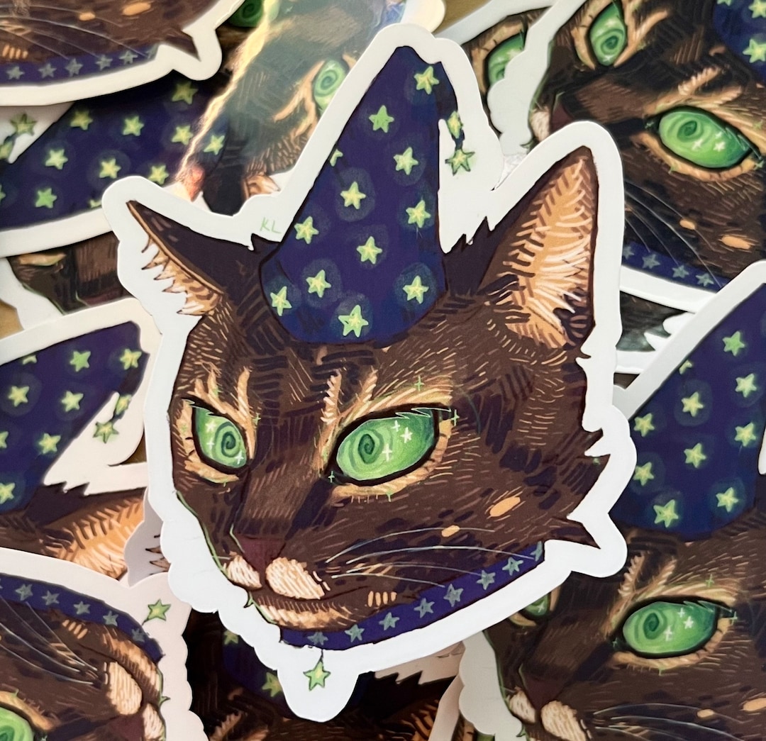 Wizard Cat - 3” Vinyl Sticker - Etsy
