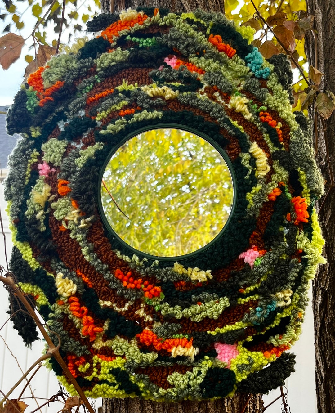 Moss Portal punch Needle Mirror Frame Mirror Included - Etsy