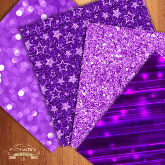 Purple Digital Paper Purple Glitter Digital Paper Purple | Etsy