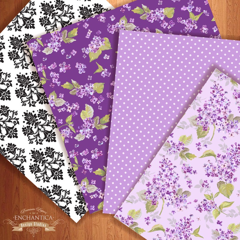 Lilac Digital Paper Digital Paper Lilac Lilac Floral Digital | Etsy
