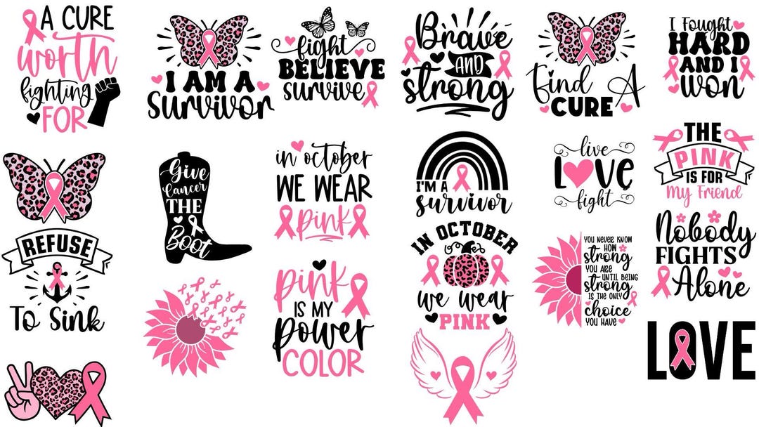 Breast Cancer Awareness Svg Files - Etsy