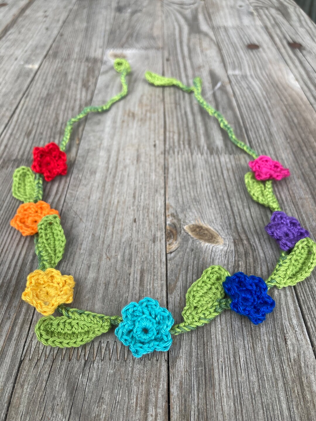 Crocheted Flower Wreath to Tie for Flower Children, Colorful Flowers - Etsy