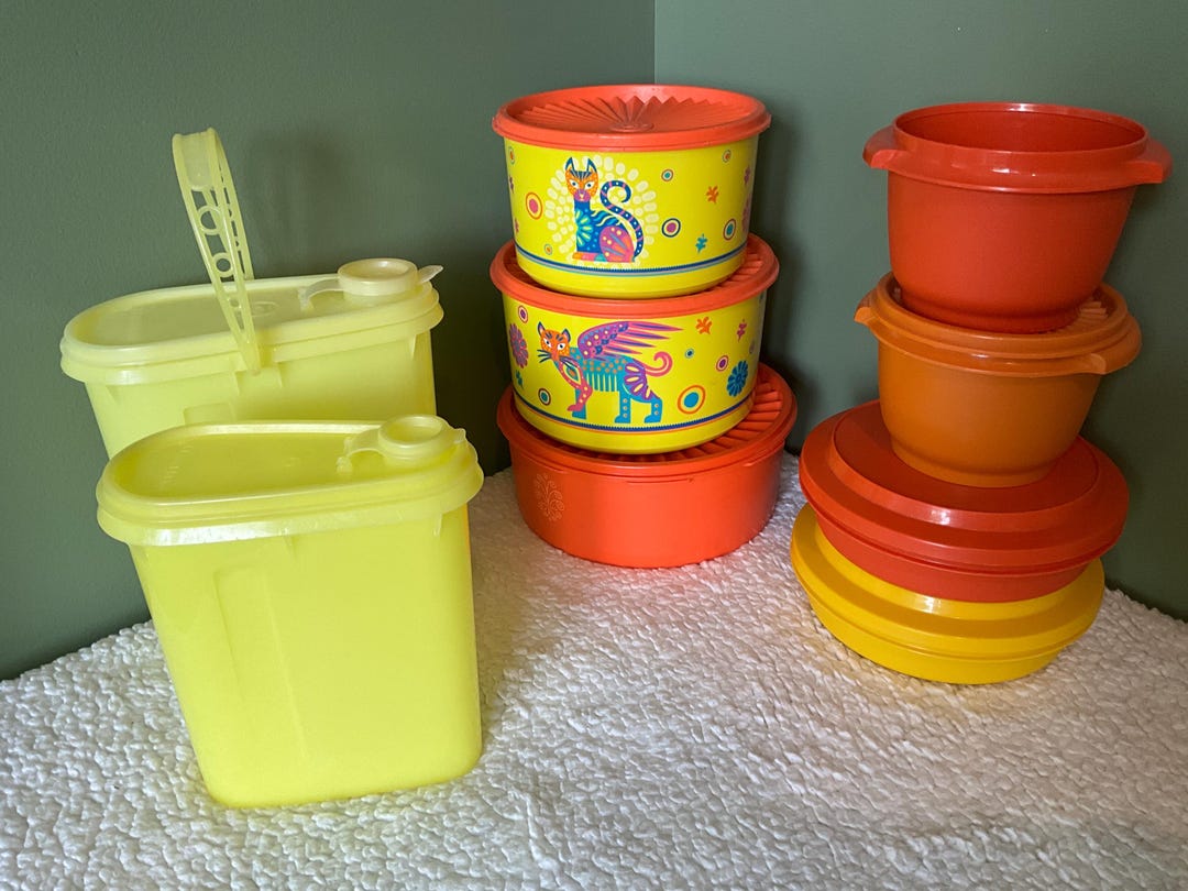 Set of 9 Vintage Tupperware Containers, Canisters and Bowls, Juice ...