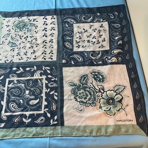 Vintage Designer Halston, Chiffon Square Scarf in Teal and Blues. - Etsy