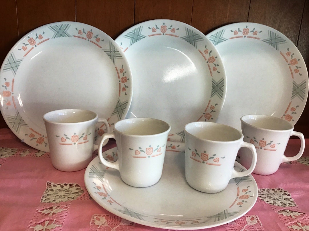 Vintage Corelle Ware by Corning, Dutch Lattice, Pink/ Peach Colored ...