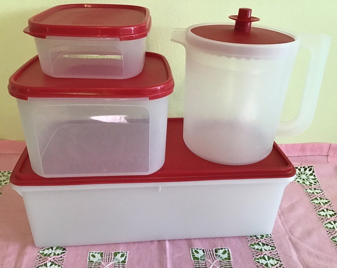 Vintage Set of Red Tupperware Modular Mates Food Storage - Etsy