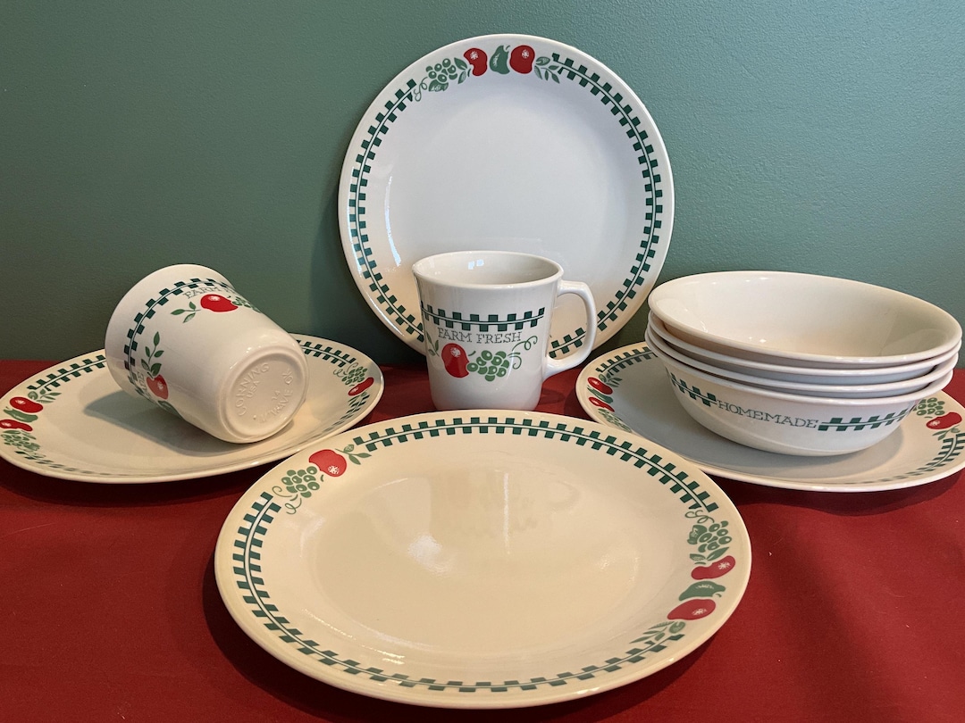 Vintage, Corelle by Corning Dinnerware Dishes, Farm Fresh Pattern. - Etsy