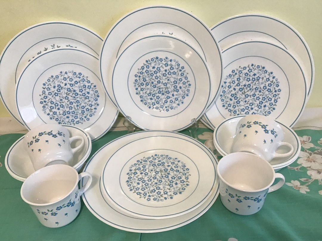 16 Piece Set of Vintage Corelle by Corning Ware, Blue Heather Dinner Dishes, Service for 4. - Etsy