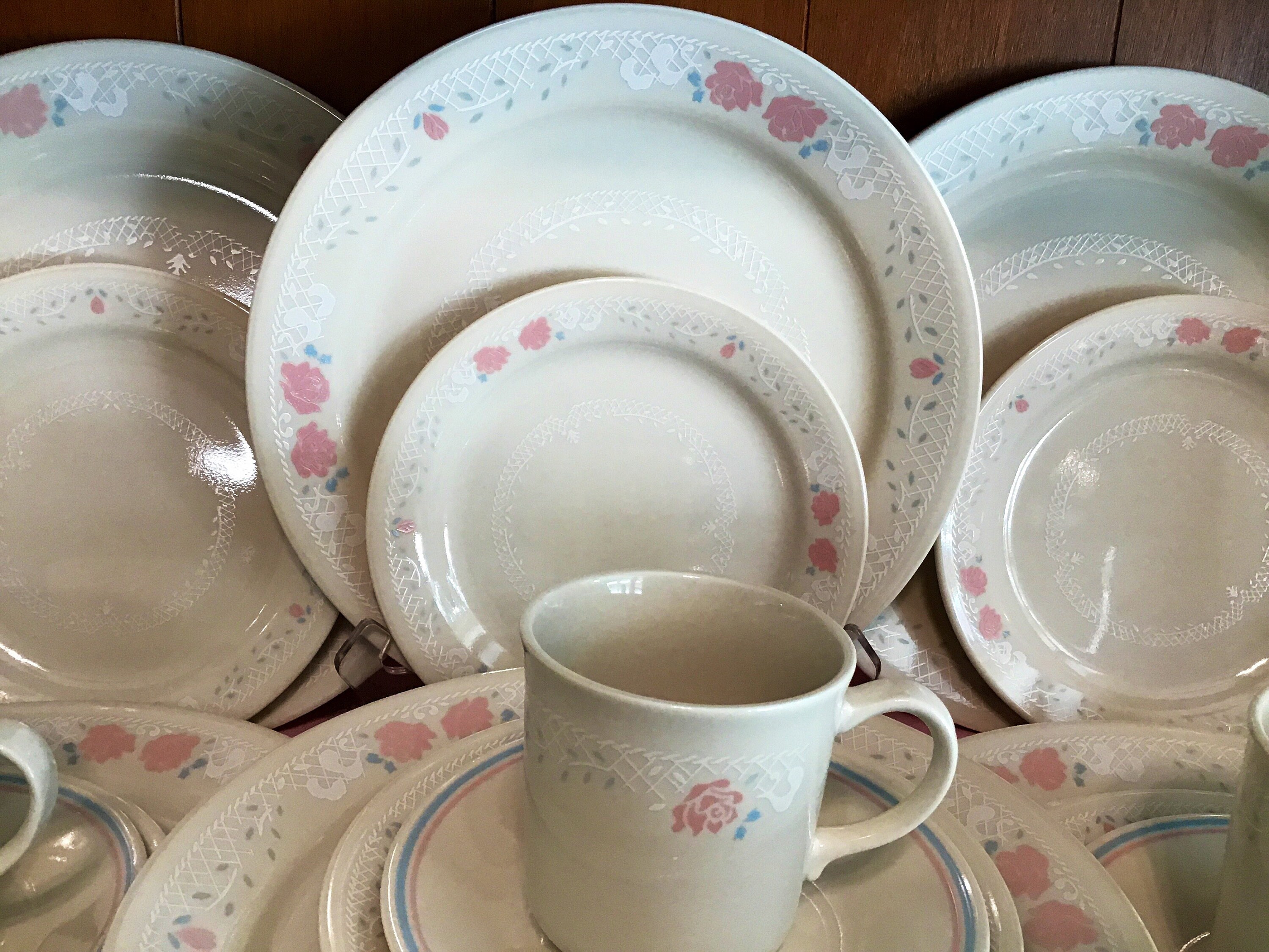 Vintage Corelle by Corning Ware dinnerware set Pink Roses and | Etsy