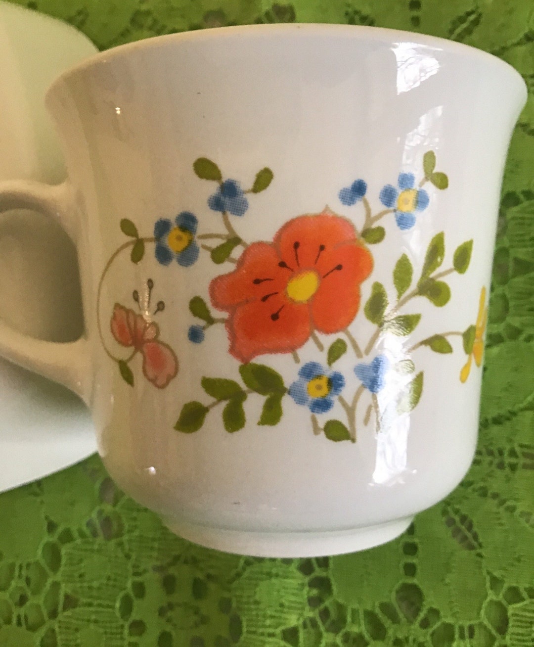 Set of 4, Vintage Corelle by Corning Ware Cups, Wild Flower Meadows ...
