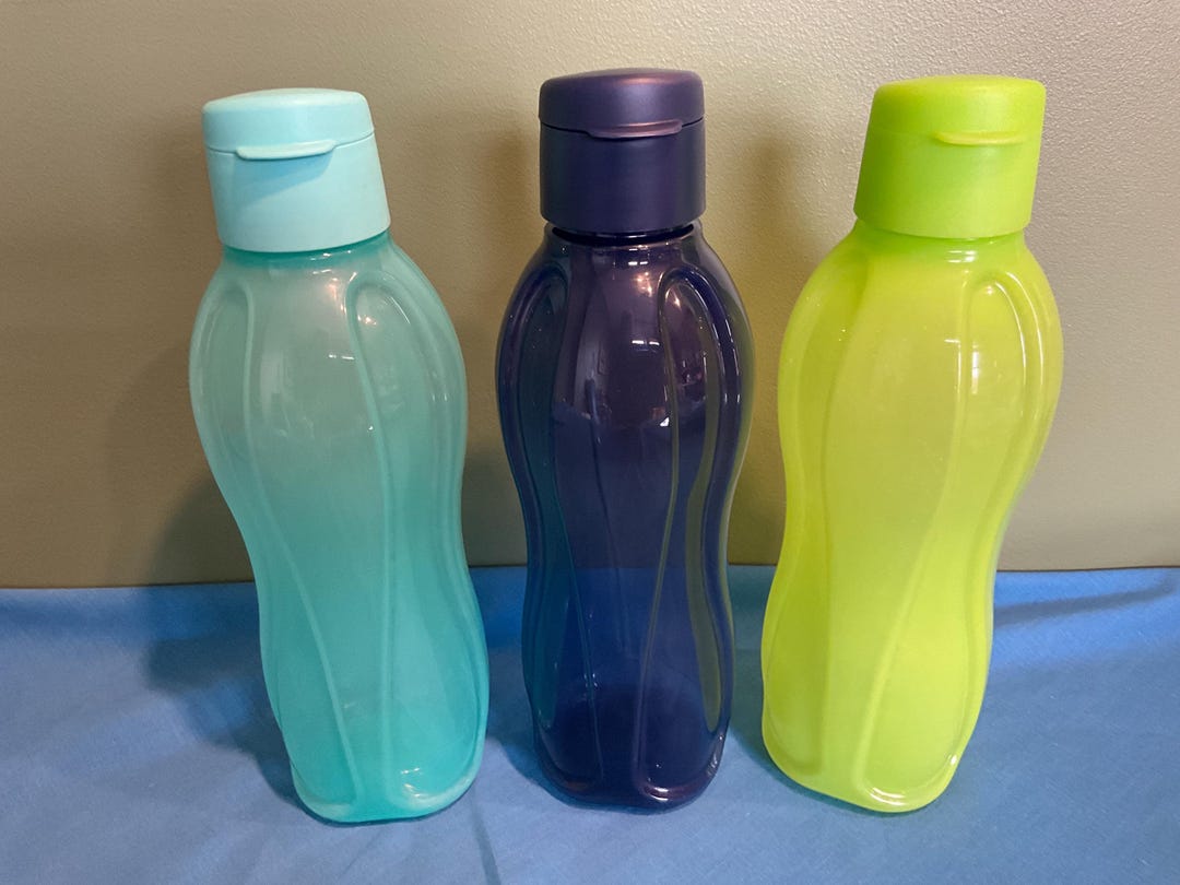 Vintage Set of 3, Tupperware, Reusable Water Bottles, Blue, Aqua and ...