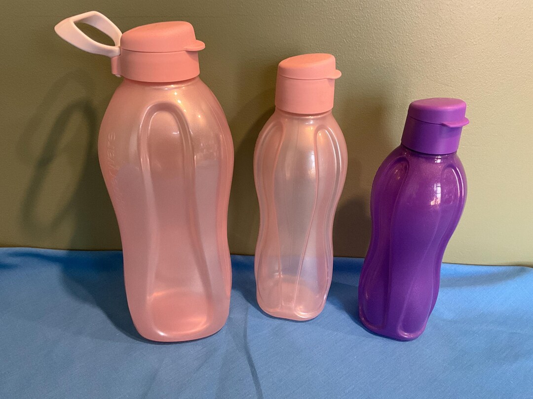 Vintage Set of 3, Tupperware, Reusable Water Bottles, Pink and Purrple ...