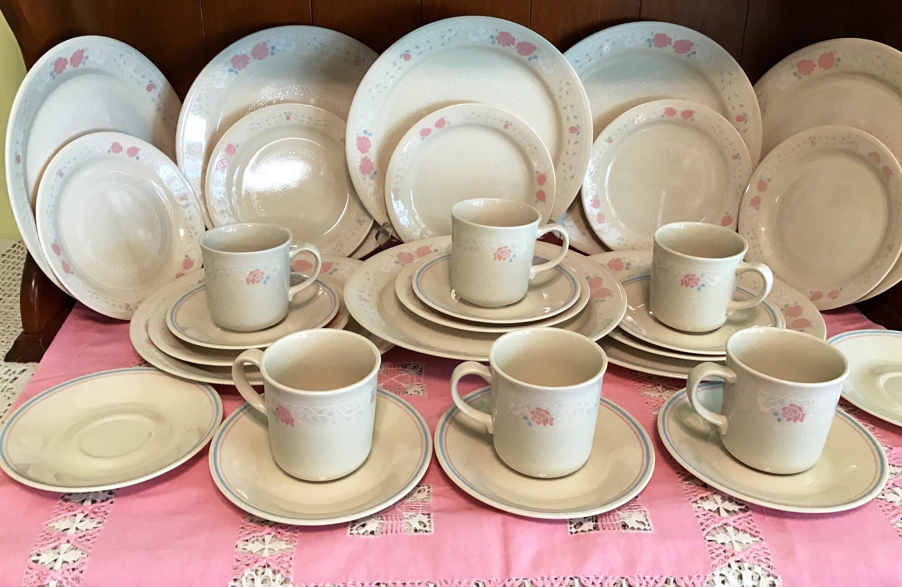Vintage Corelle by Corning Ware dinnerware set Pink Roses and | Etsy