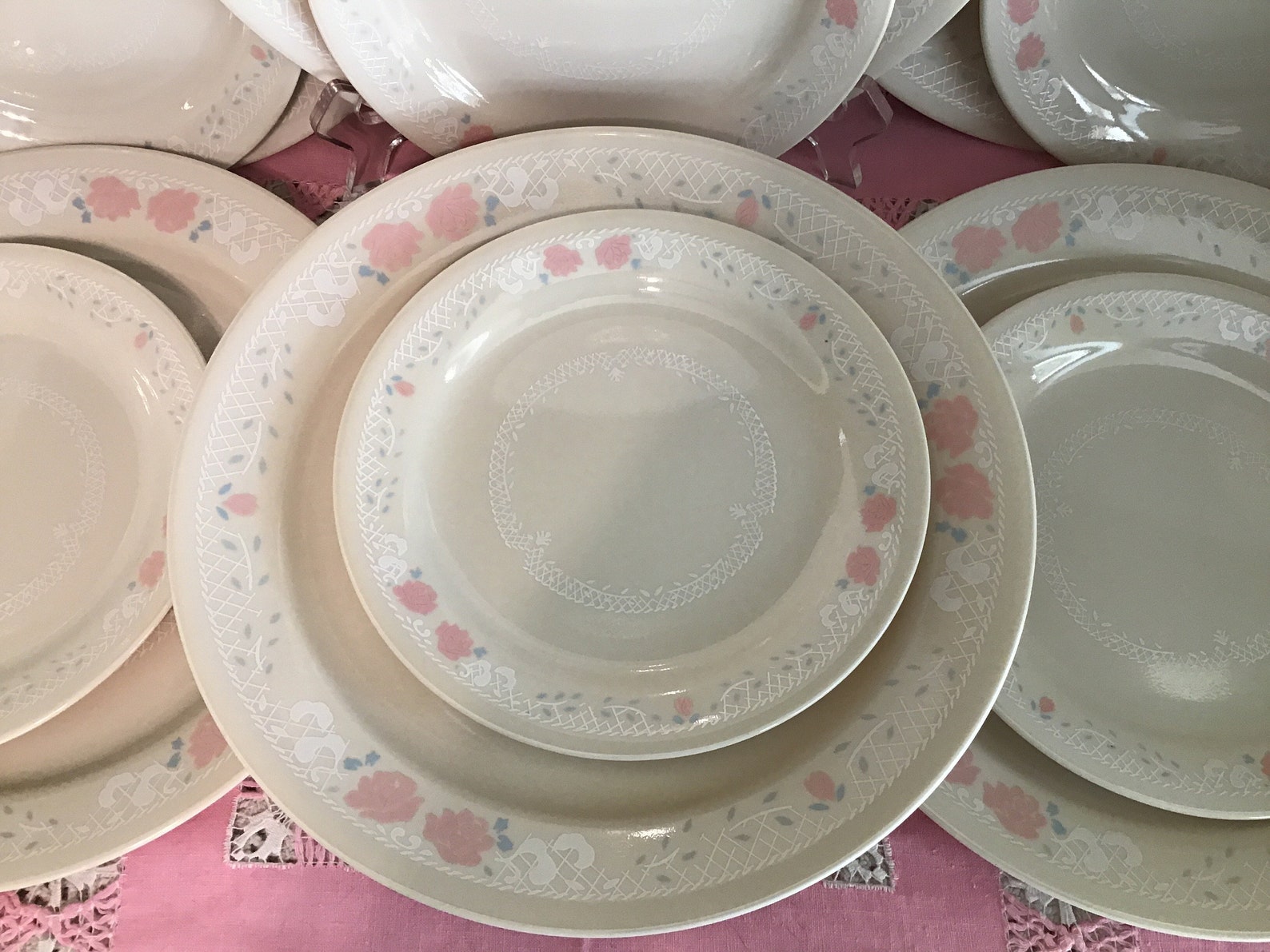 Vintage Corelle by Corning Ware dinnerware set Pink Roses and | Etsy