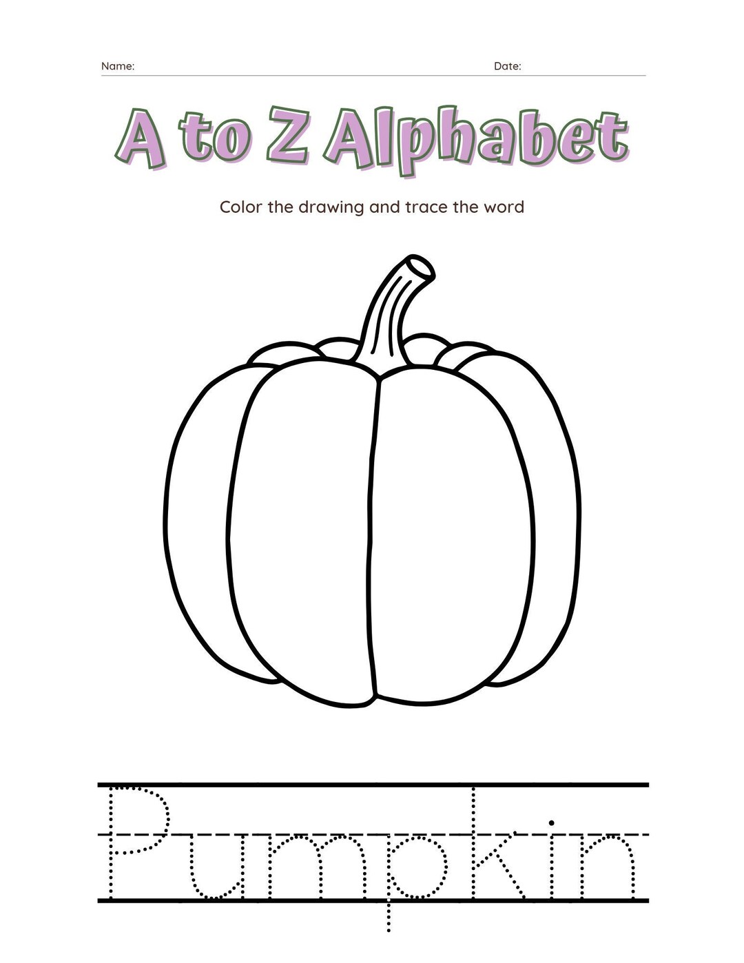 A to Z Alphabet Coloring Pages for Teaching Kids Printable 26 Page - Etsy