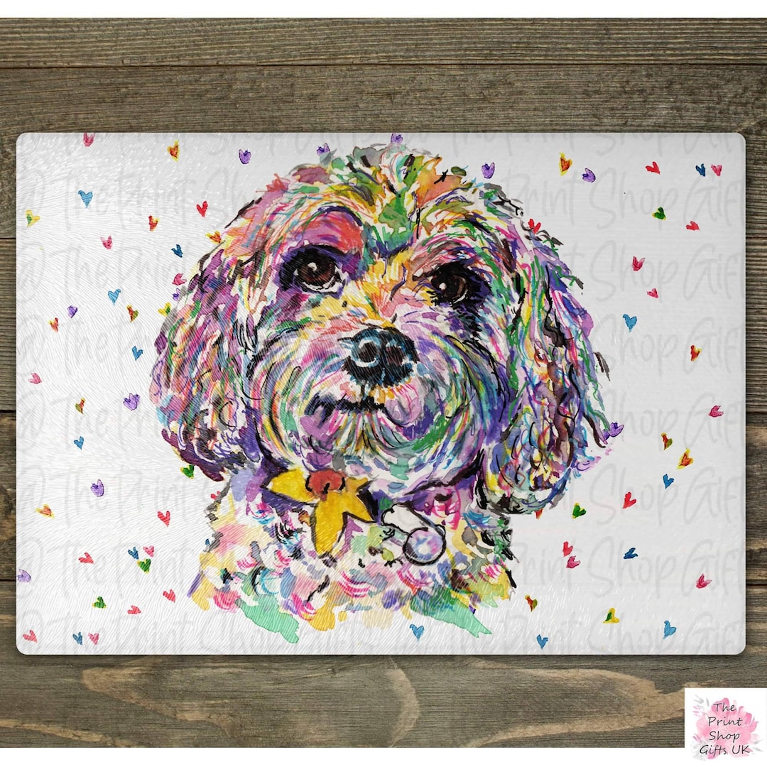 Cavapoo Chopping Board, Cavapoo Gifts, Watercolour Cavapoo, Watercolour ...