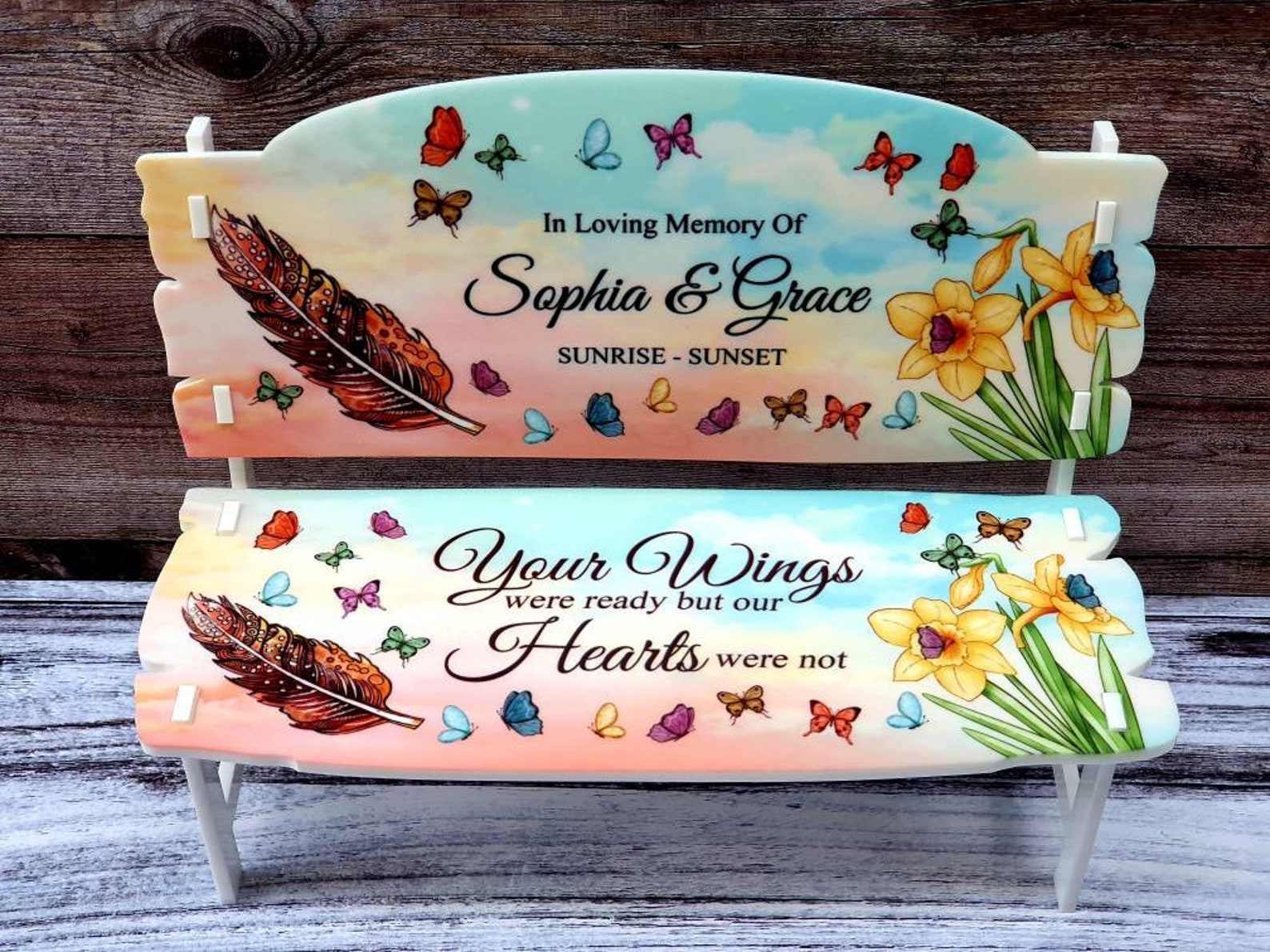 Butterfly Memorial Photo Ornament Personalised Memory Bench - Etsy