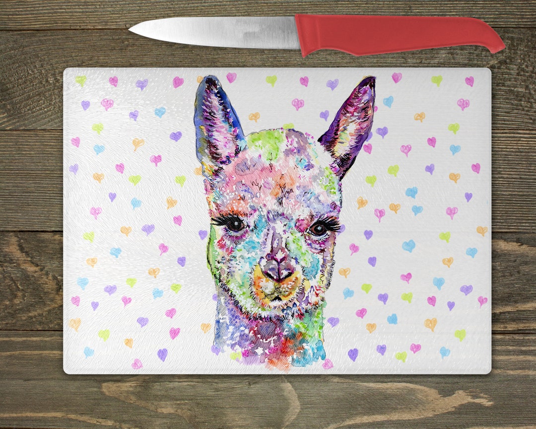 Alpaca Chopping Board, Alpaca Gifts, Watercolour Alpaca Art, New Home ...