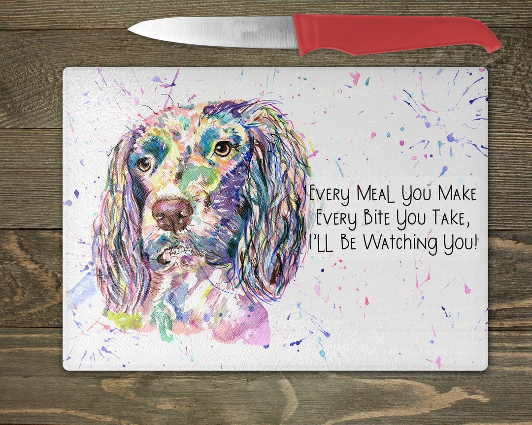 Cocker Spaniel Glass Chopping Board, Dog Owner Gift, Watercolour, New ...