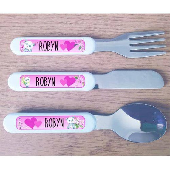 Panda 3 piece personalised cutlery set | Etsy