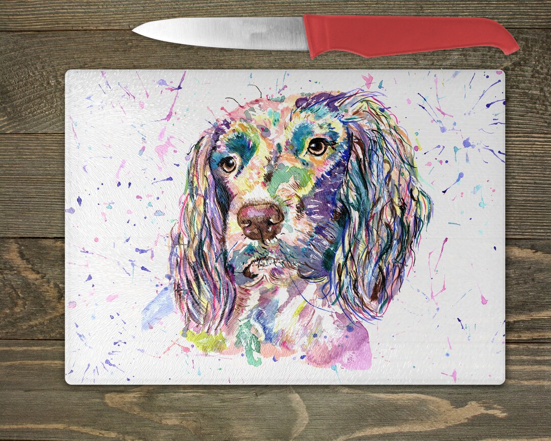 Cocker Spaniel Glass Chopping Board, Dog Owner Gift, Watercolour, New ...
