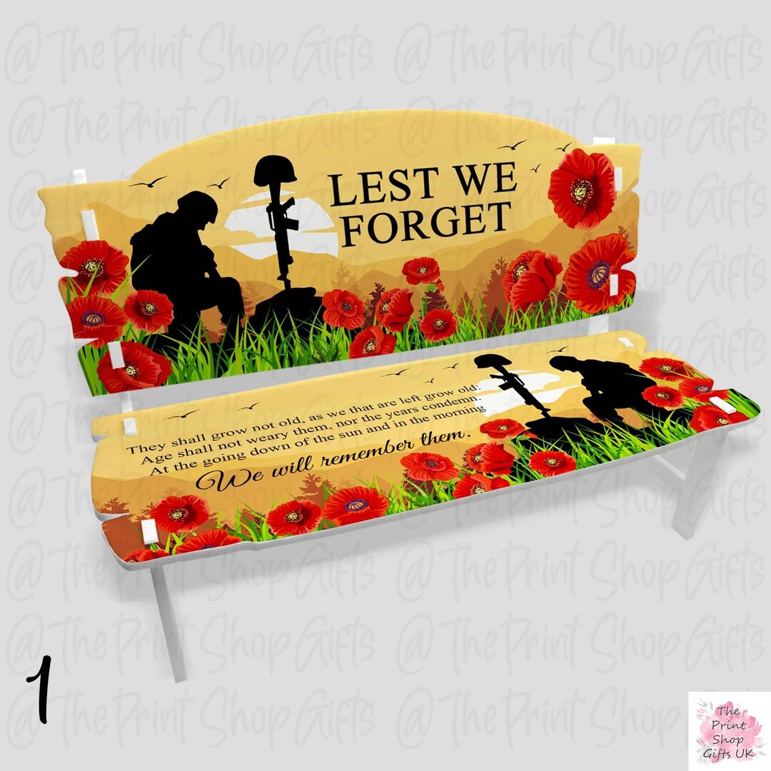 Remembrance Day, Lest We Forget, Memorial Bench, Gift for Loss Of ...