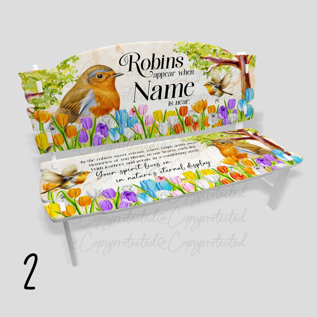 Robin Memorial Photo Ornament, Personalised Memory Bench, Gift for Loss ...