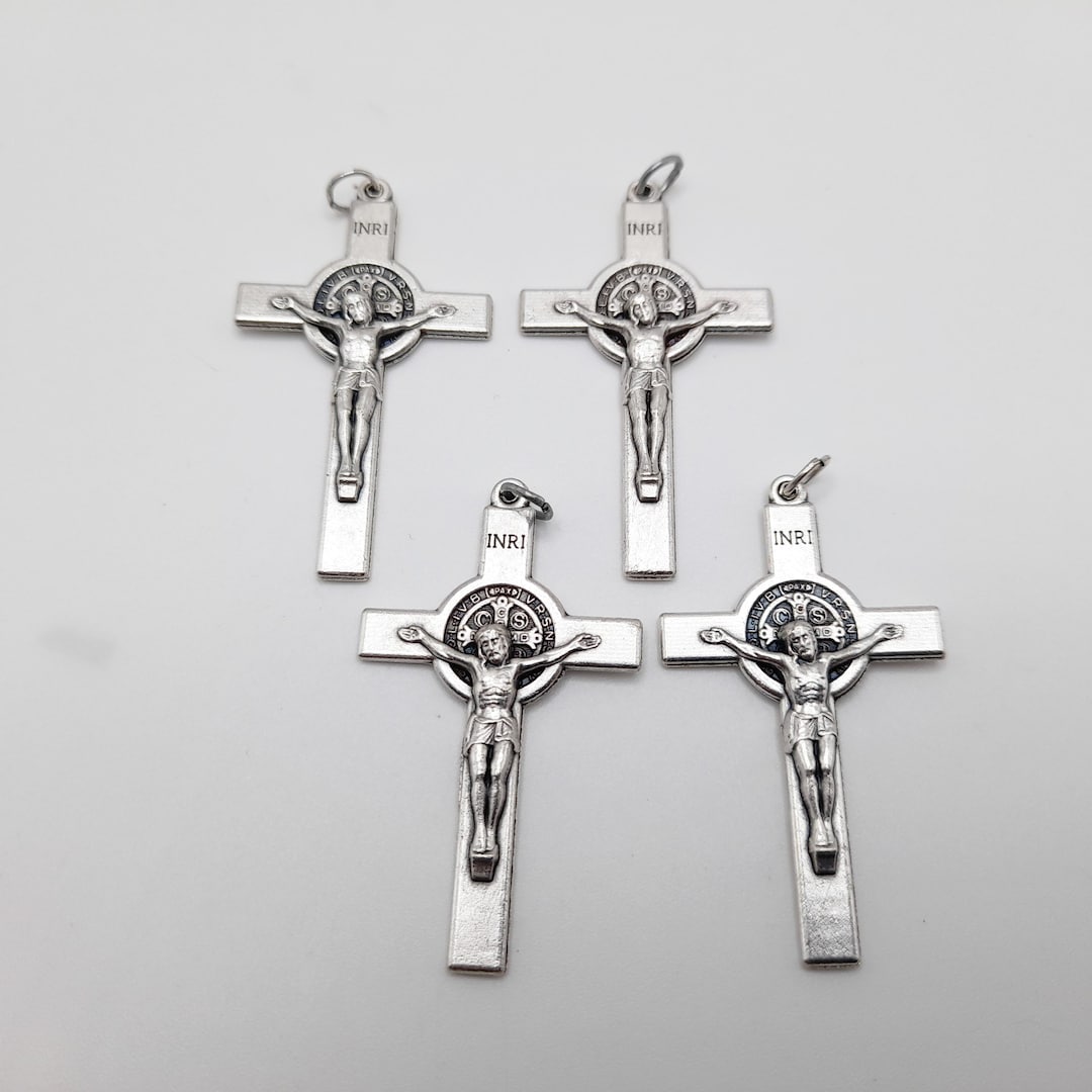 Four Crucifixes, St. Benedict Two Sided Die Cast Italian Rosary ...