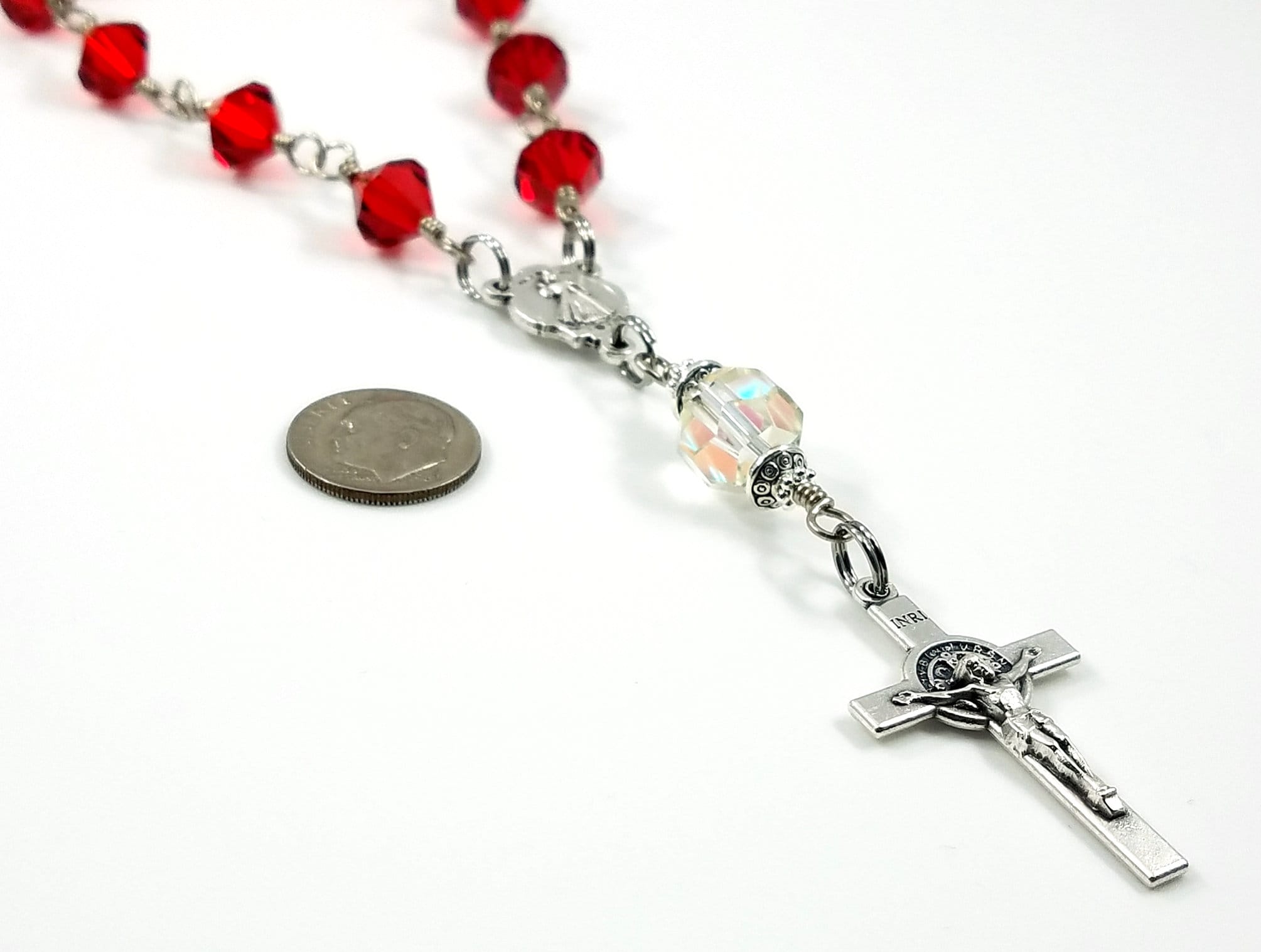 Divine Mercy & Lady Fatima Red One Decade Rosary Swarovski - Etsy