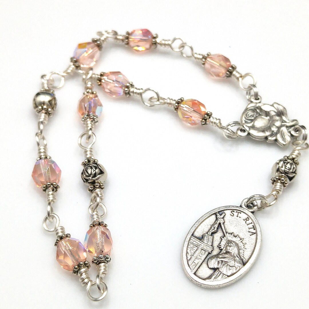 Saint Rita of Cascia Chaplet Vintage Czech Light Pink Beads - Etsy