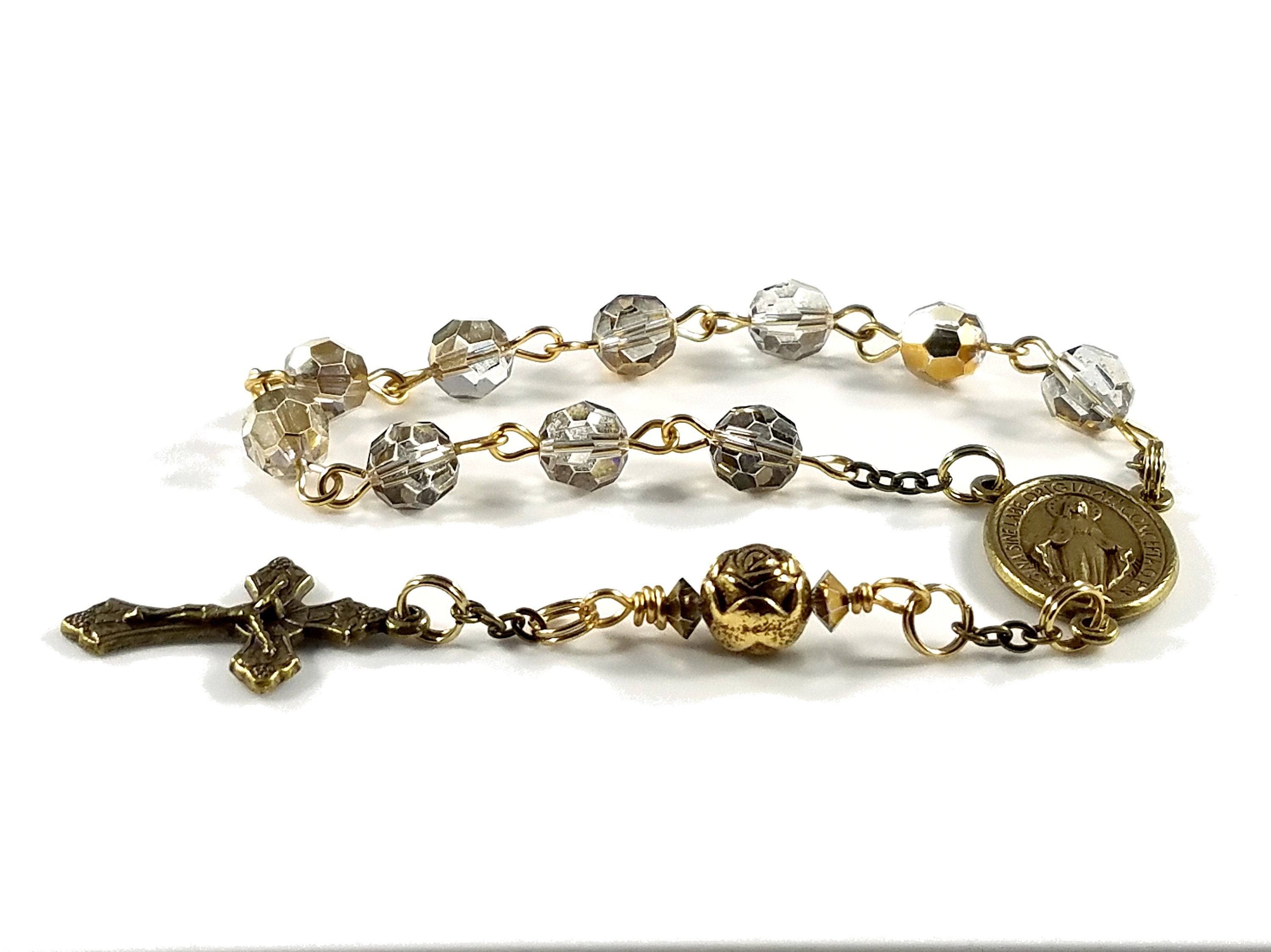 Miraculous Medal One Decade Rosary, Handmade Wire Wrapped, Tenner ...
