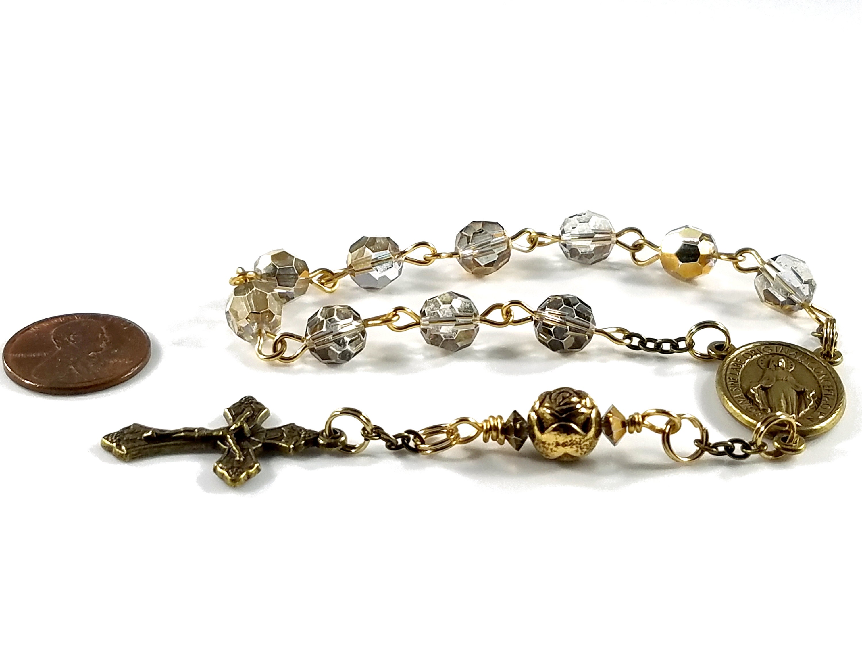 Miraculous Medal One Decade Rosary, Handmade Wire Wrapped, Tenner ...