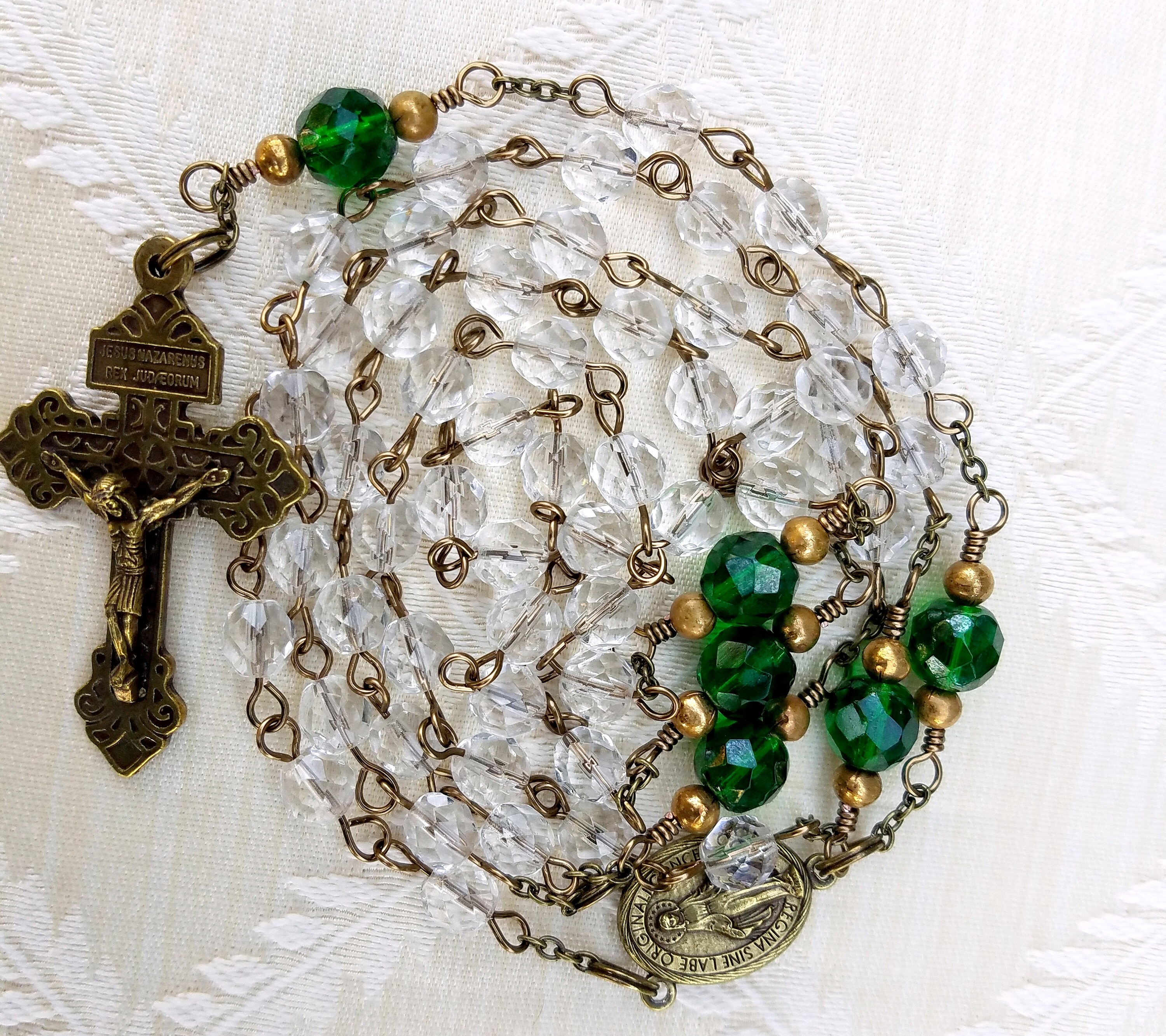 Pardon Indulgence Crucifix Hand-made Wire Wrapped Five Decade Rosary ...