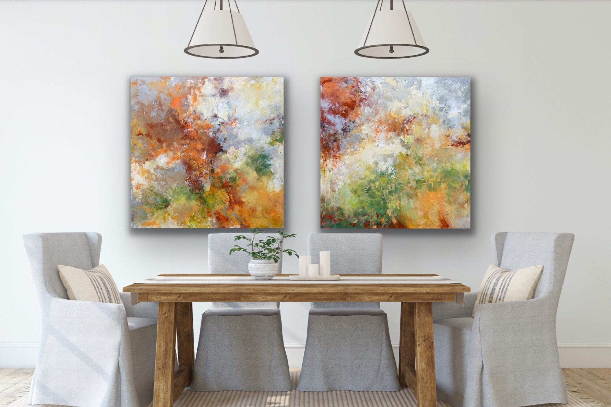 Abstract Painting, Set of 2 Paintings, Colorful Painting, Pair ...