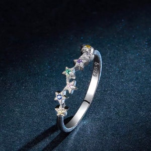 Sterling Silver Star Ring Star Stackable Ring Solar System - Etsy UK
