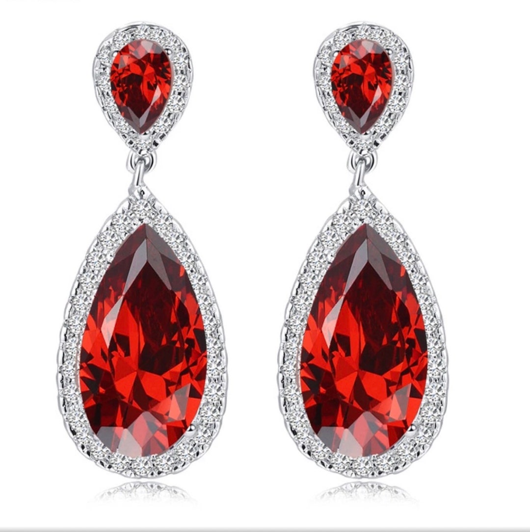 Red Crystal Earrings Dangle, Blue Crystal Earrings, Swarovsku Crystal ...