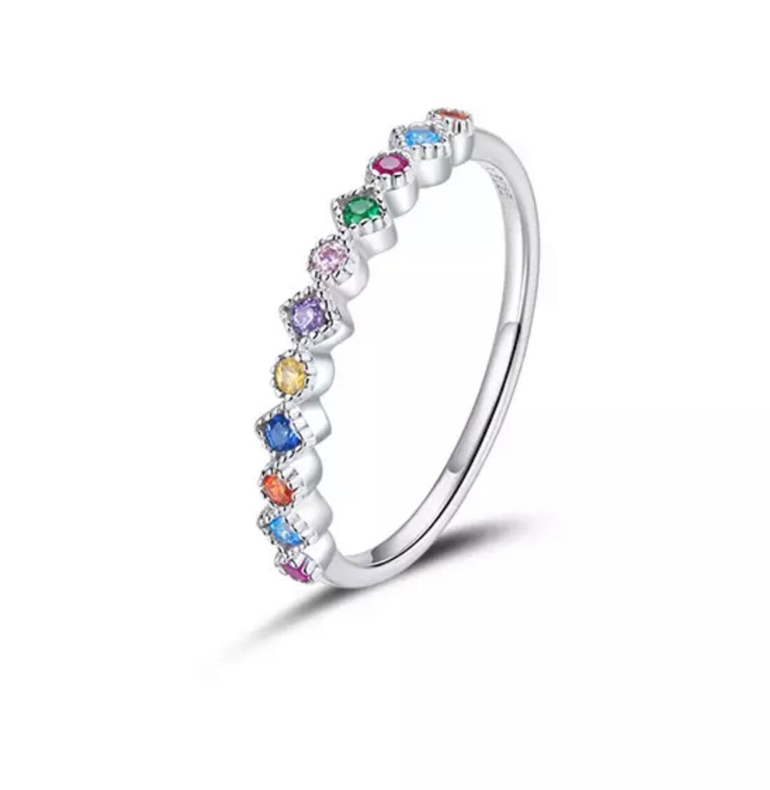 Rainbow Ring, Sterling Silver Rainbow Ring, Sterling Silver Ring ...