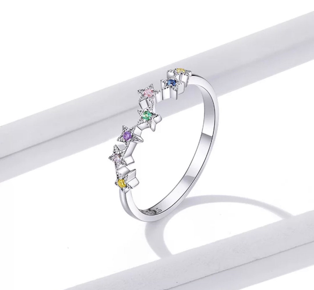 Sterling Silver Star Ring Star Stackable Ring Solar System - Etsy UK
