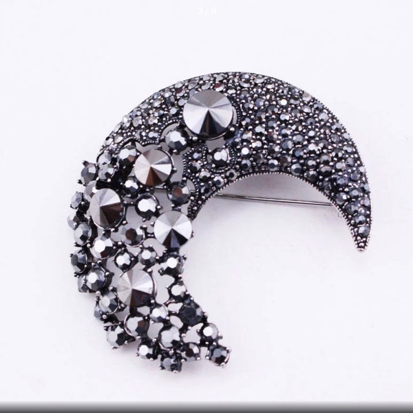 Silver Moon Brooch - Etsy