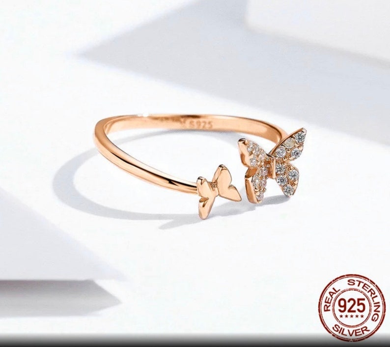 Butterfly Ring Adjustable Butterfly Ring Rose Gold Butterfly - Etsy UK