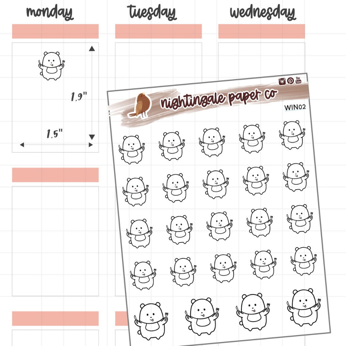 Eating Winston Hand Drawn Character Planner Stickers for Use - Etsy