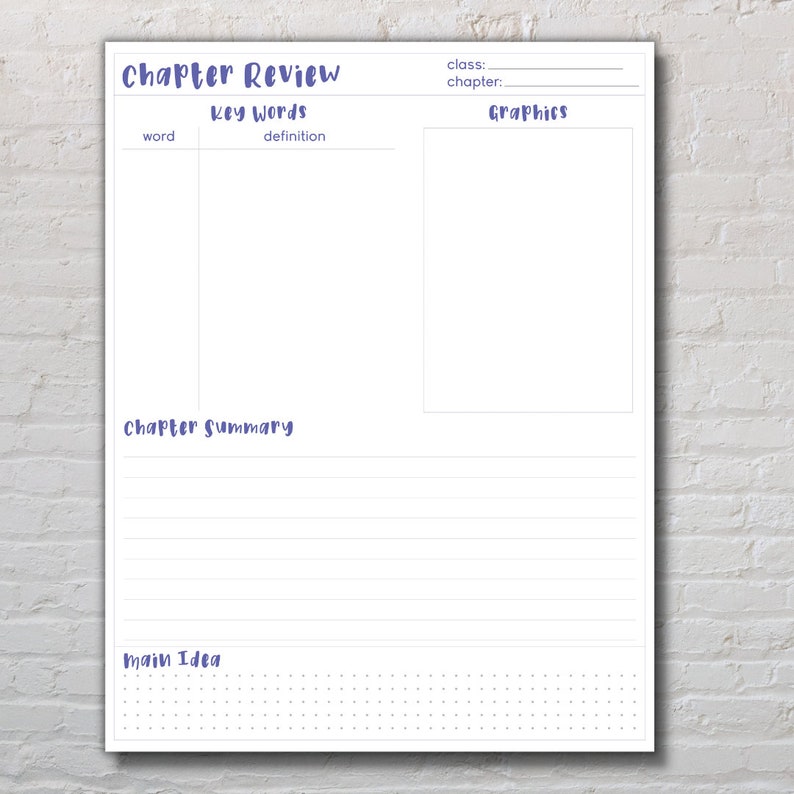 PRINTABLE Student Review Templates, Homeschool Printable, Chapter ...