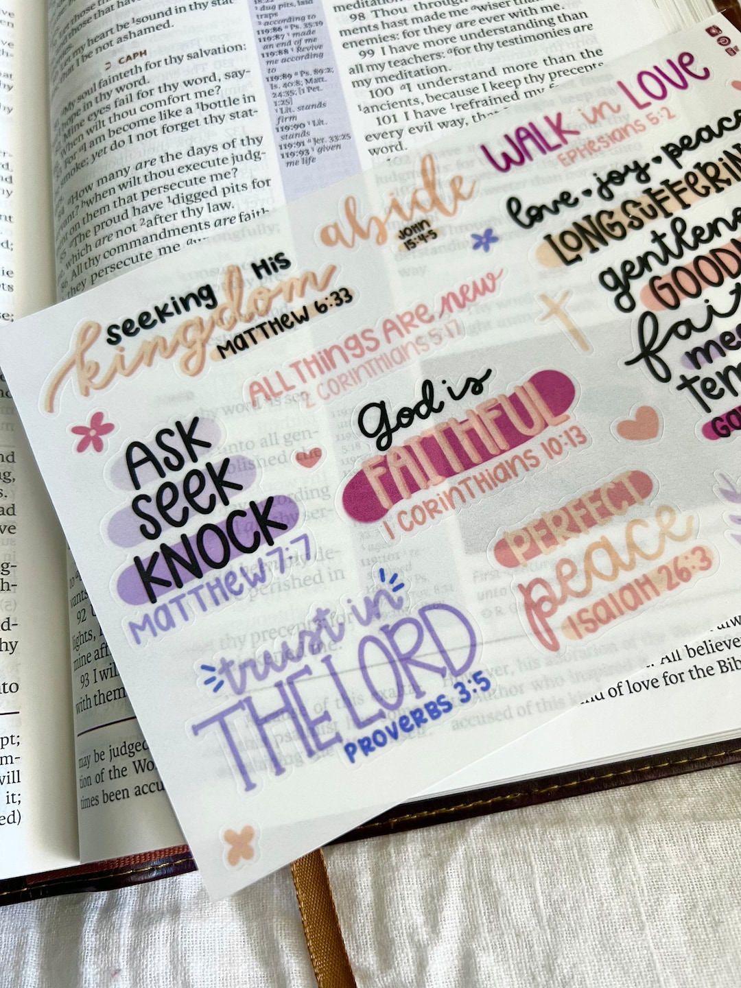 Bible Journaling Stickers on Clear Paper, Faith Planner Stickers ...