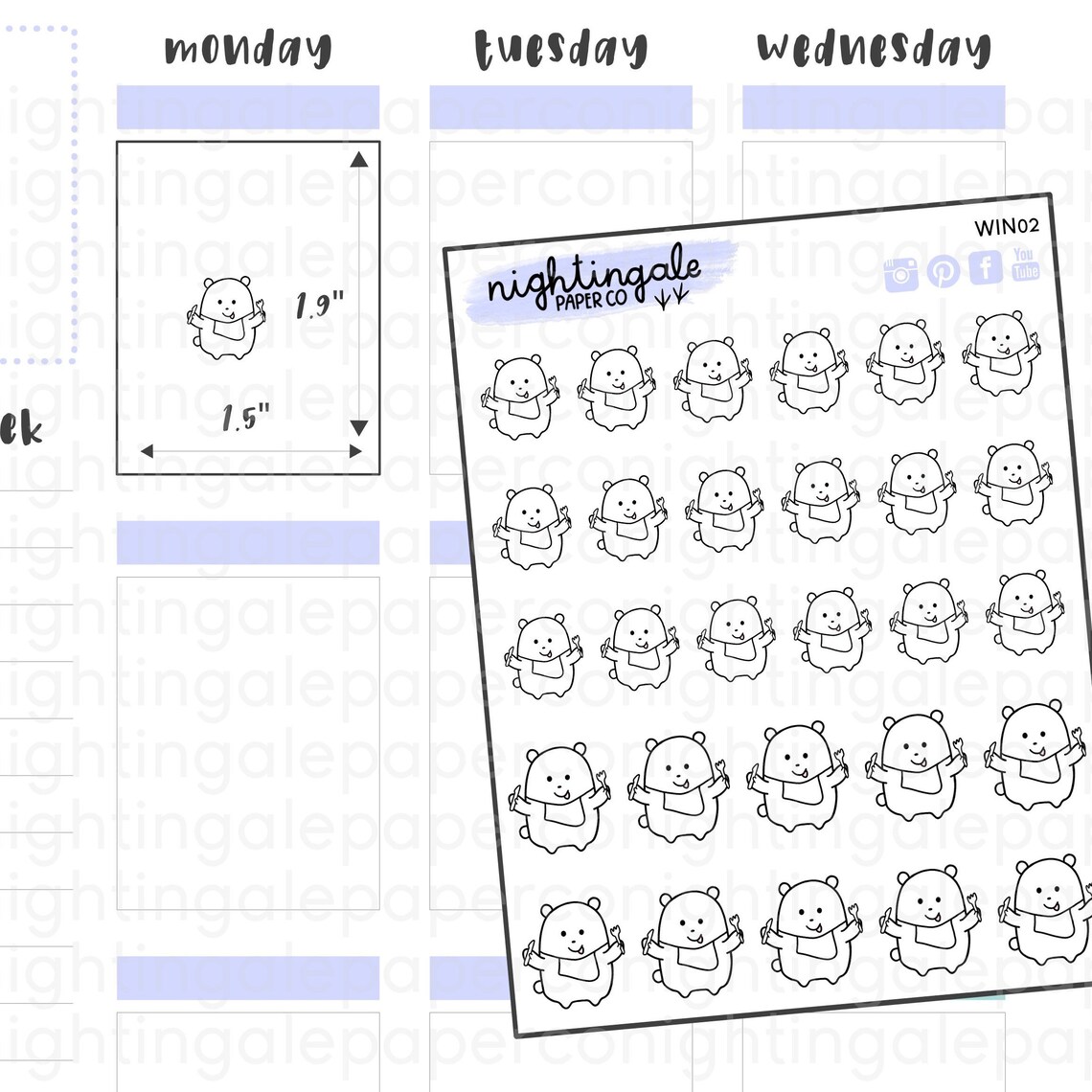 Eating Winston Hand Drawn Character Planner Stickers for Use | Etsy