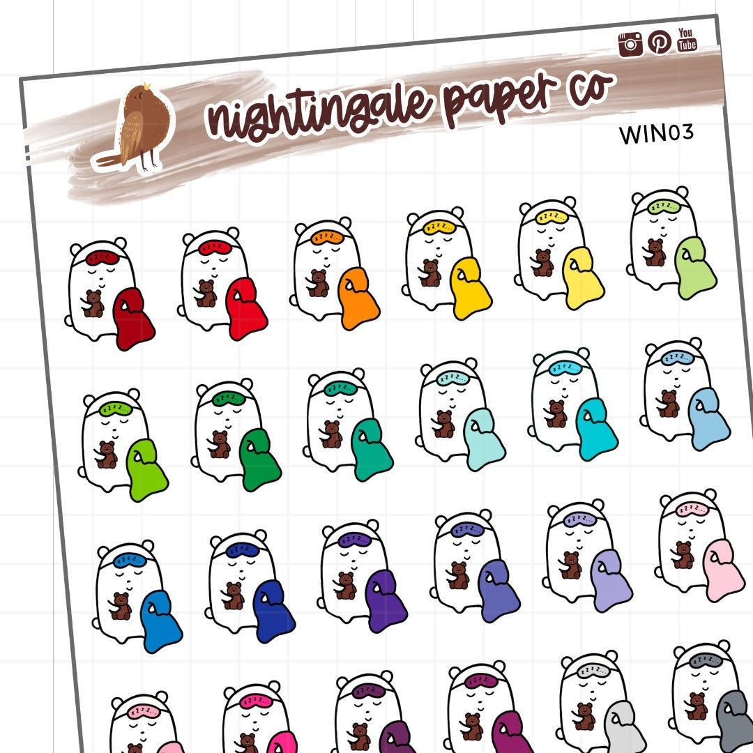 Cute Sleeping Planner Stickers, Nap Planner Sticker, Bedtime Planner ...