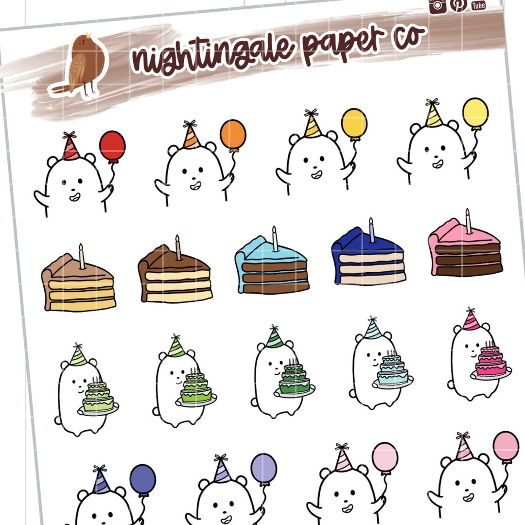 Cute Birthday Planner Stickers Party Planner Stickers - Etsy